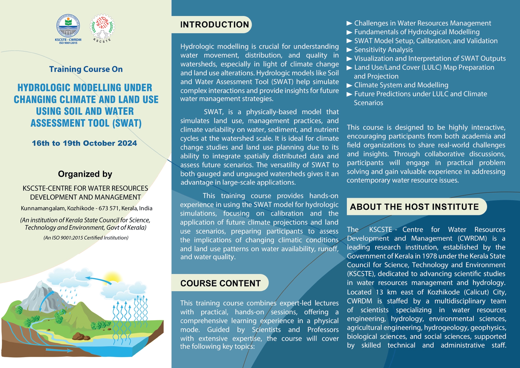 Nominations are invited for the Training course on Hydrologic Modelling under Changing Climate ...